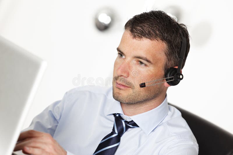 Headset man stock image. Image of happiness, contact - 19590605