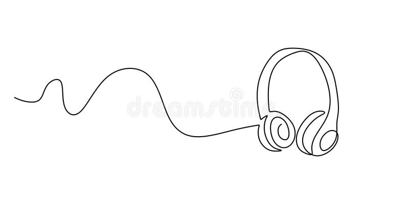 Headset with a Microphone in Continuous Line Drawing. Representation of ...