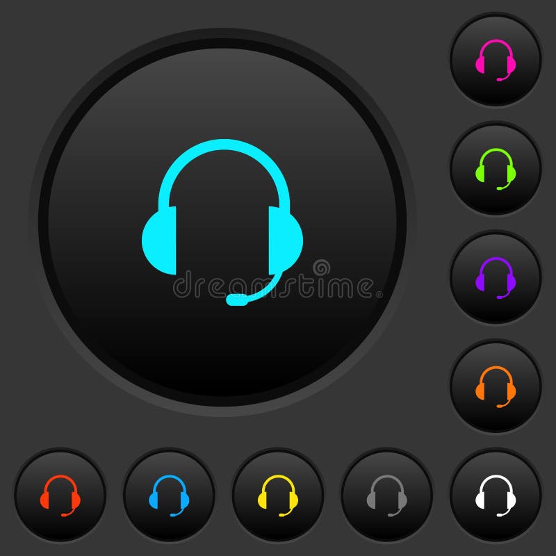 Headset with Microphone Dark Push Buttons with Color Icons Stock Vector ...