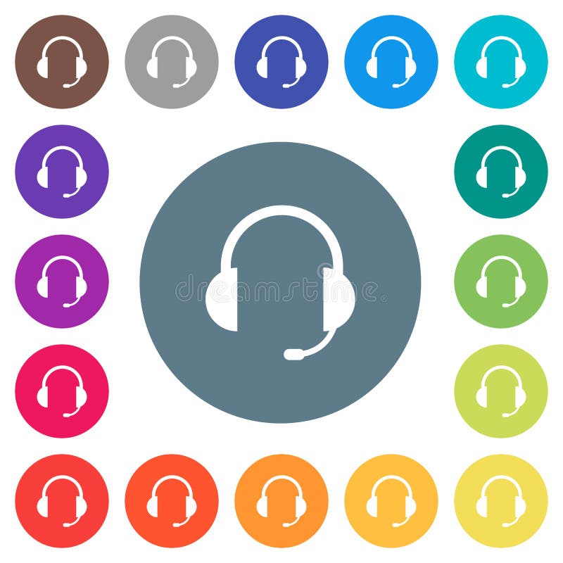Headset with Microphone Square Flat Icons Stock Vector - Illustration of earphone, rectangle ...