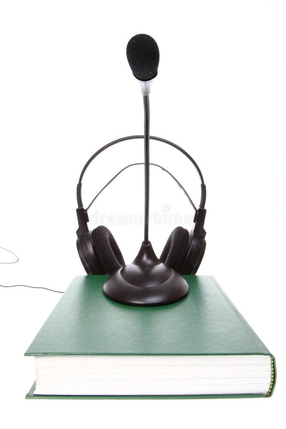 Headset with Microphone, Hardcover Book Isolated Stock Image - Image of ...