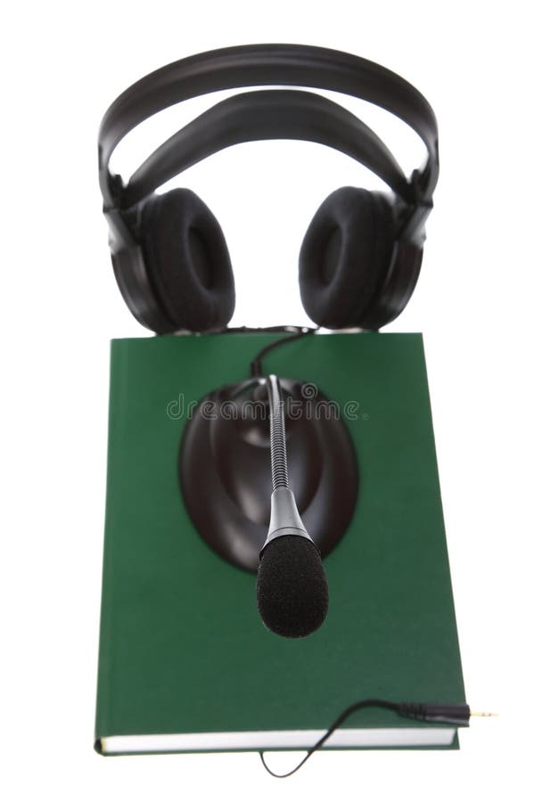 Headset with Microphone, Hardcover Book Isolated Stock Image - Image of ...