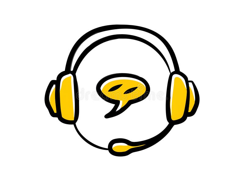 Headset with Microphone Talking in Yellow and Black Icon Stock Image ...