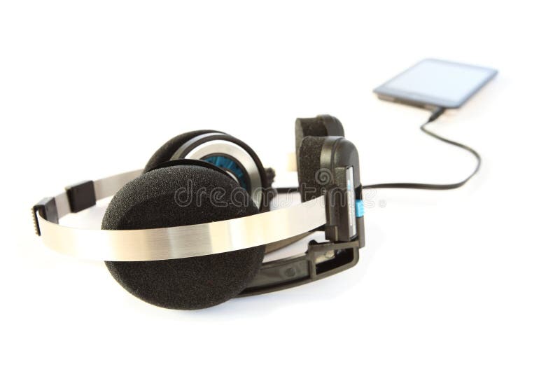 Headset and mp3 player stock image. Image of cord, rave - 9248205
