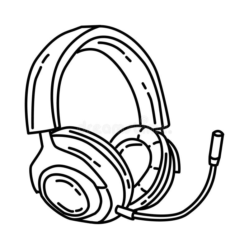 Headset Portable Icon. Doodle Hand Drawn or Outline Icon Style Stock ...