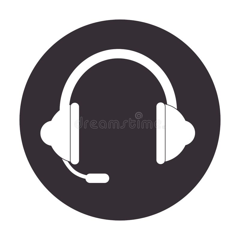 Headset Stereo Sound in Round Frame Stock Vector - Illustration of ...