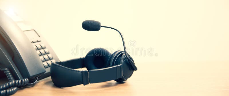 Headset and Telephone for Communication Helpdesk it Support Stock Photo ...