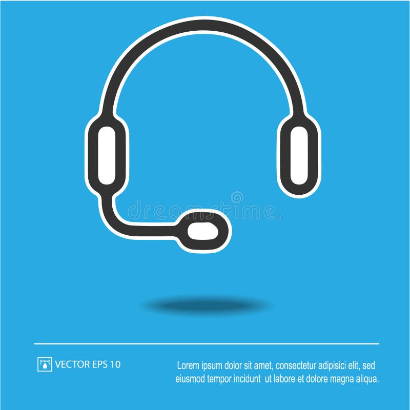 Headset Vector Icon Eps 10. Headphone and Microphone Simple Isolated ...