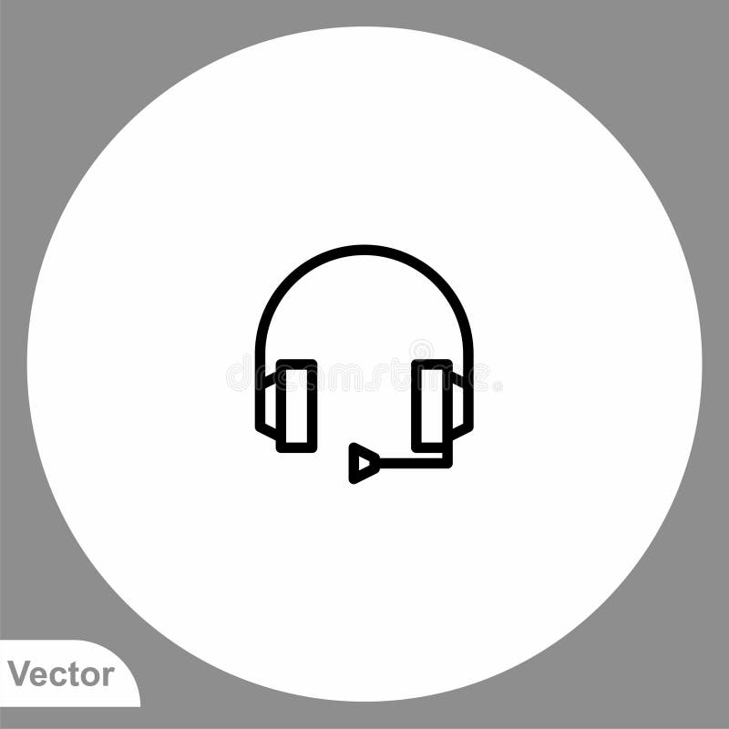 Headset Vector Icon Sign Symbol Stock Vector - Illustration of ...