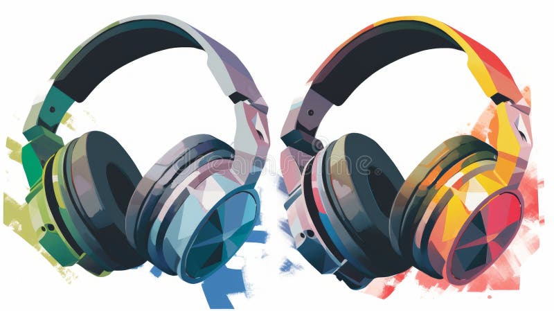 Headset Vector Illustration for Modern Wall Art Stock Illustration ...