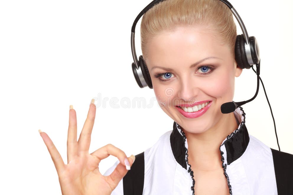 Headset wearing woman стоковое изображение. изображение насчитывающей женщина - 9542317