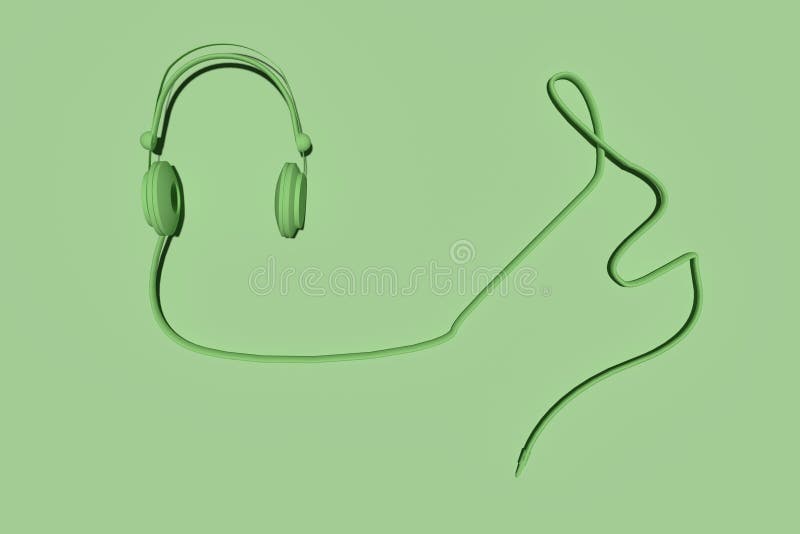 Headset with Wire Over Green Background Stock Illustration ...