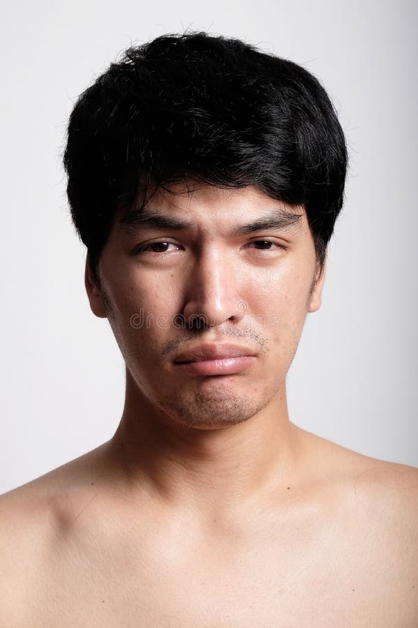 Headshot of Asian Man Face with No Makeup Stock Photo - Image of acne ...