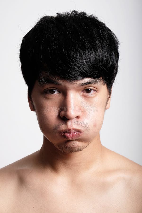 Headshot of Asian Man Face with No Makeup Stock Photo - Image of health ...