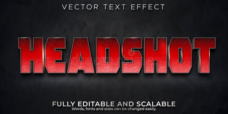 Headshot Cinema Text Effect, Editable Red and Metallic Text Style Stock ...