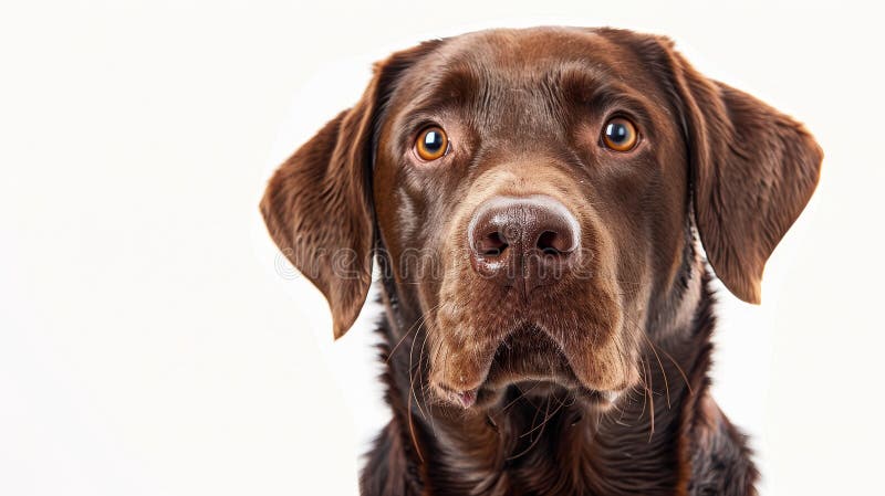 Headshot Portrait of Chocolate Labrador Retriever with Quirky ...