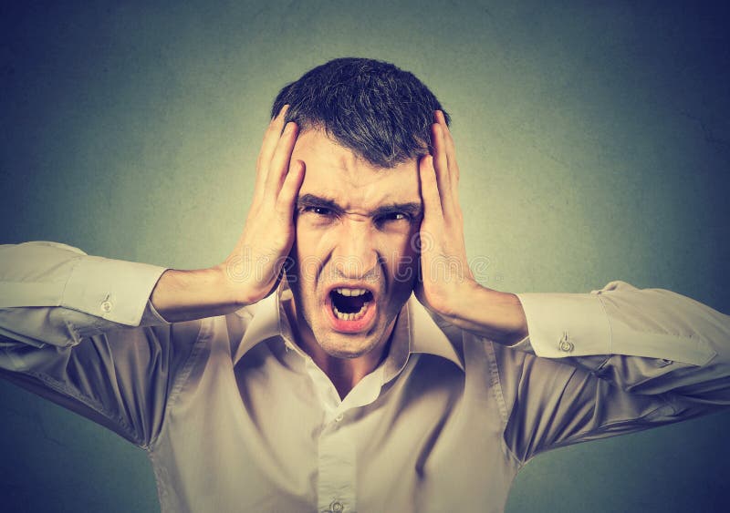 Headshot of a Screaming Stressed Man Stock Image - Image of head, face ...