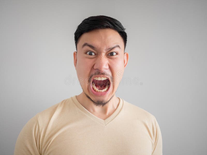 Headshot Van Boos En Gek Gezicht Stock Afbeelding - Image of stemming ...