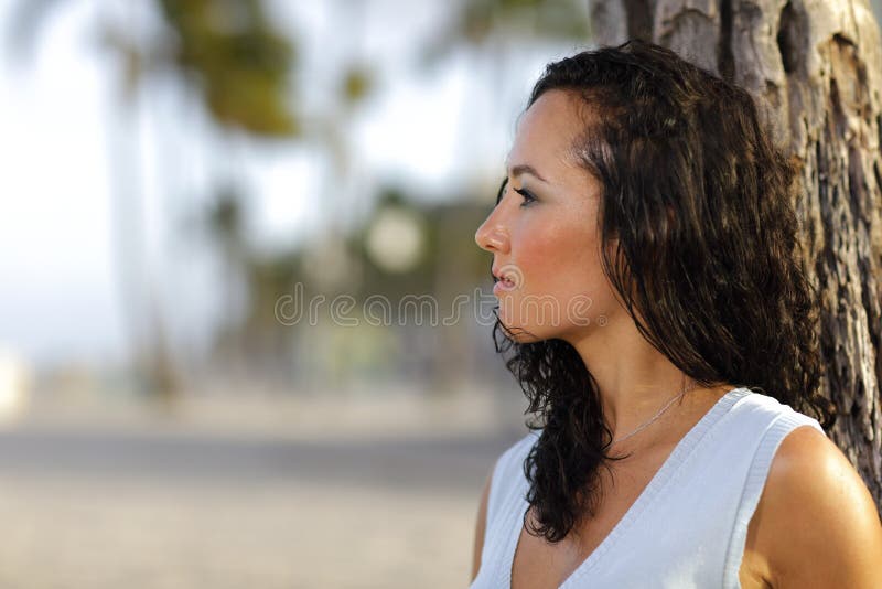 Headshot of a Woman Glancing Away from Camera Stock Photo - Image of ...