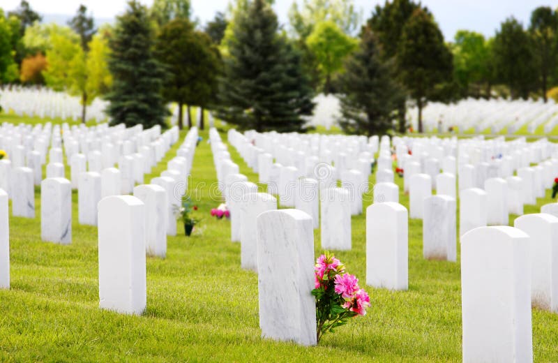 Headstones at Military Cemetery Stock Photo - Image of religion, force ...