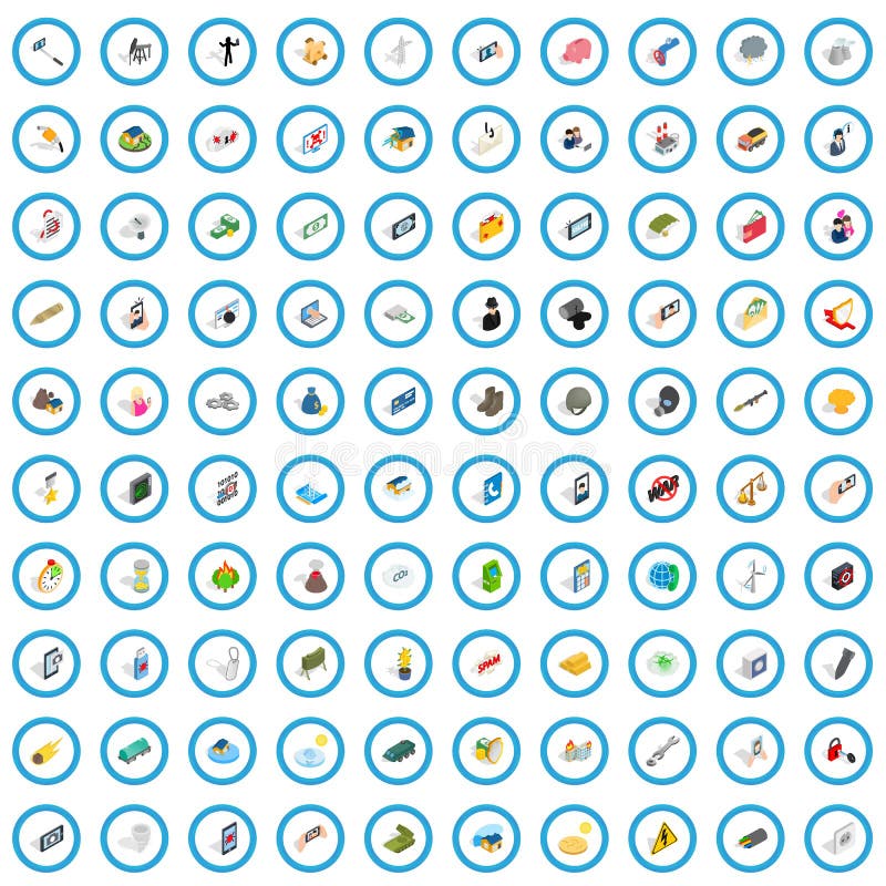 100 Headway Icons Set, Isometric 3d Style Stock Vector - Illustration ...