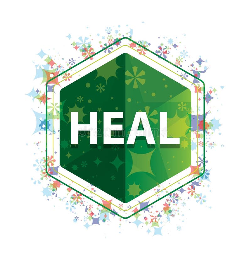 Heal Floral Plants Pattern Green Hexagon Button Stock Illustration ...