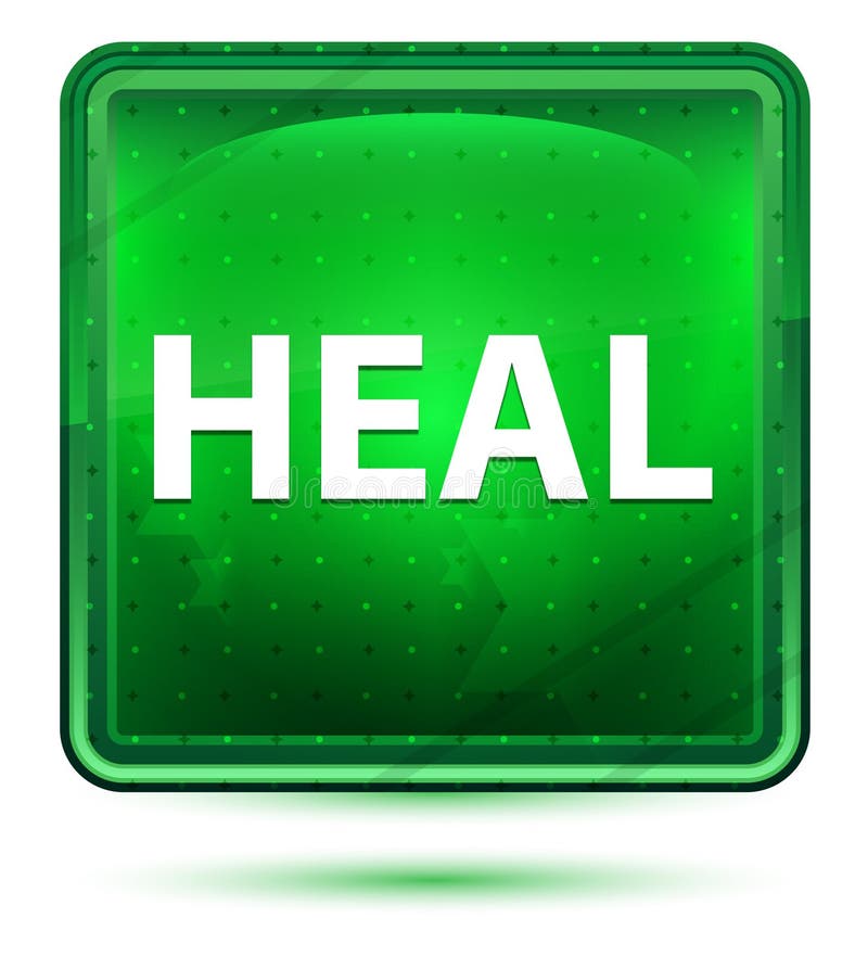 Heal Neon Light Green Square Button Stock Illustration - Illustration ...