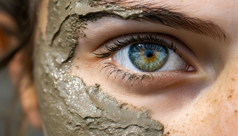 Healing eyes with mud stock image. Image of herbal, earthy - 370026673