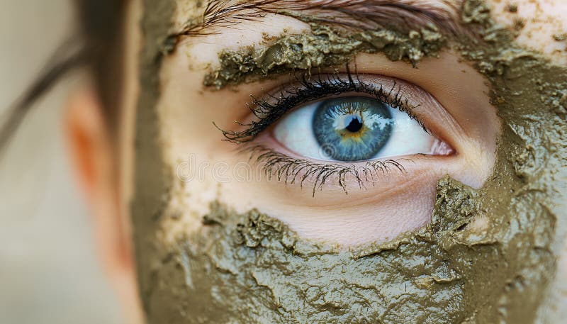 Healing eyes with mud stock photo. Image of therapy - 370048038