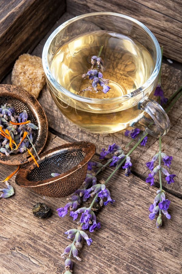Healing, Herbal Tea with Lavender Stock Image - Image of dark, flower ...