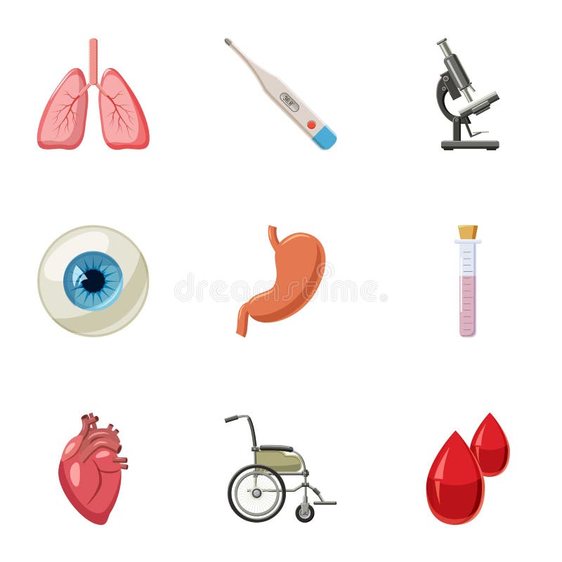 Healing Icons Set, Cartoon Style Stock Vector - Illustration of ...