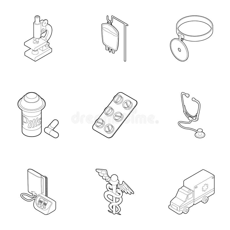 Healing Icons Set, Outline Style Stock Vector - Illustration of ...