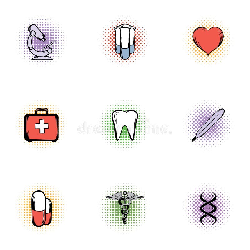 Healing Icons Set, Cartoon Style Stock Vector - Illustration of ...