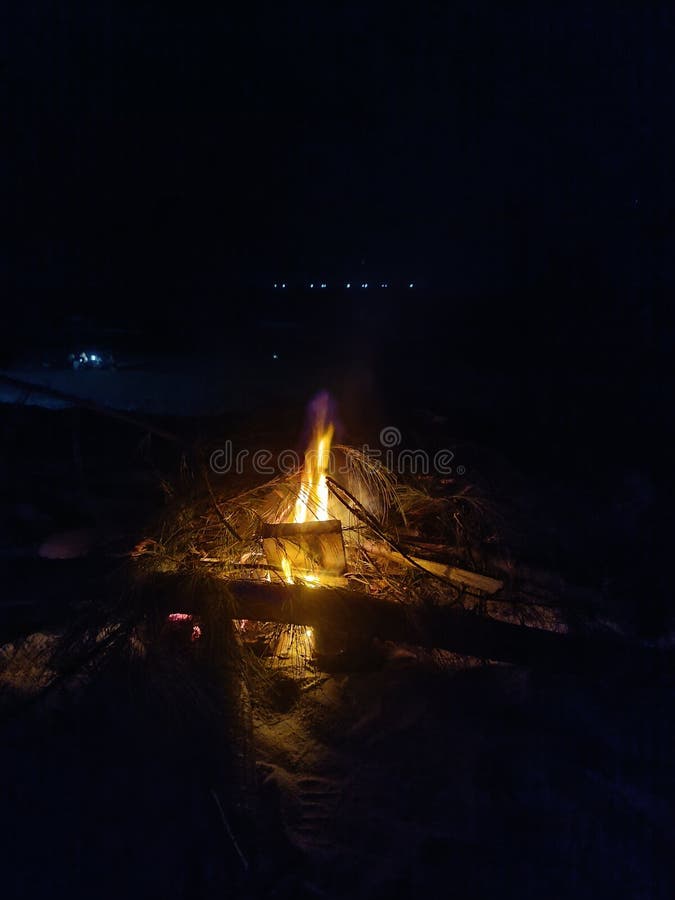 Healing at Kekabu Beach Watching a Fire Stock Photo - Image of fire ...