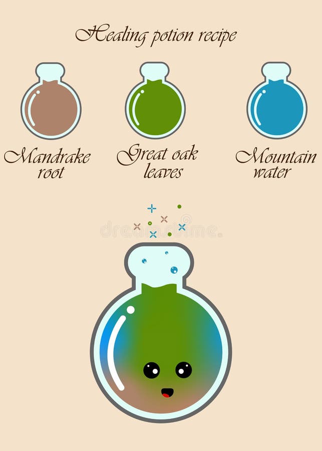 Healing Potion Witchcraft Book Page Stock Vector - Illustration of ...