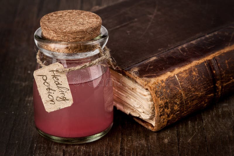 Healing red potion stock image. Image of book, witchcraft - 41377137