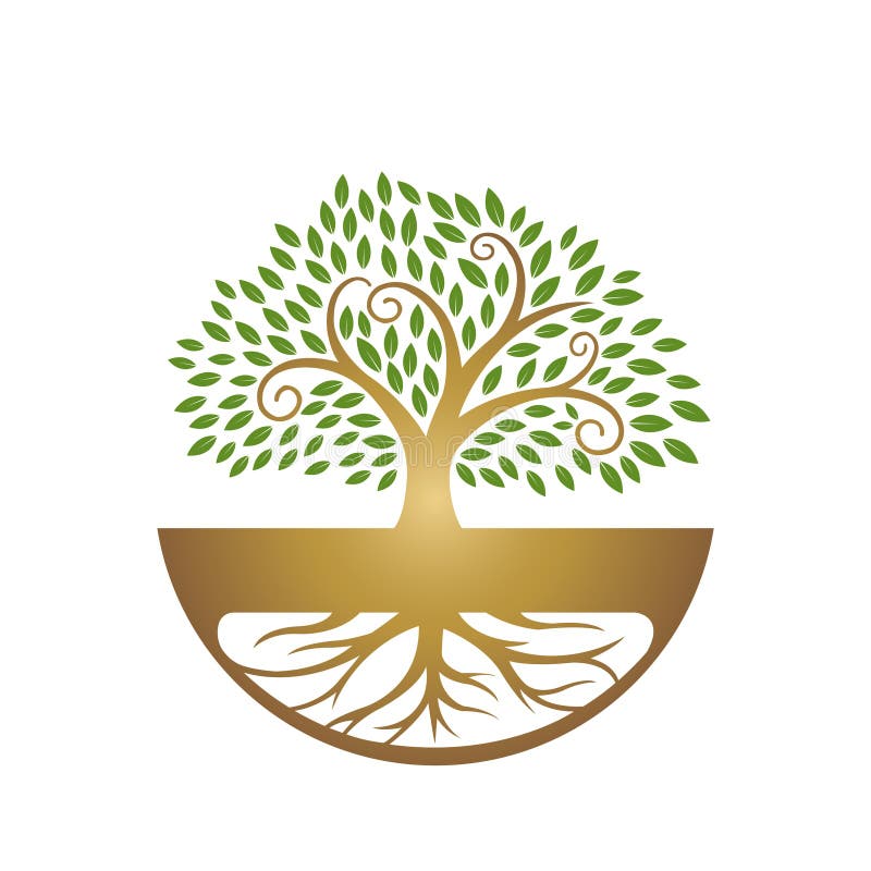 Healing Root Tree Leaf Icon Stock Illustration - Illustration of ...