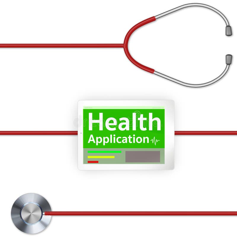 Health Application on a Smartphone. Open with Hand Cursor. Vector Icon ...