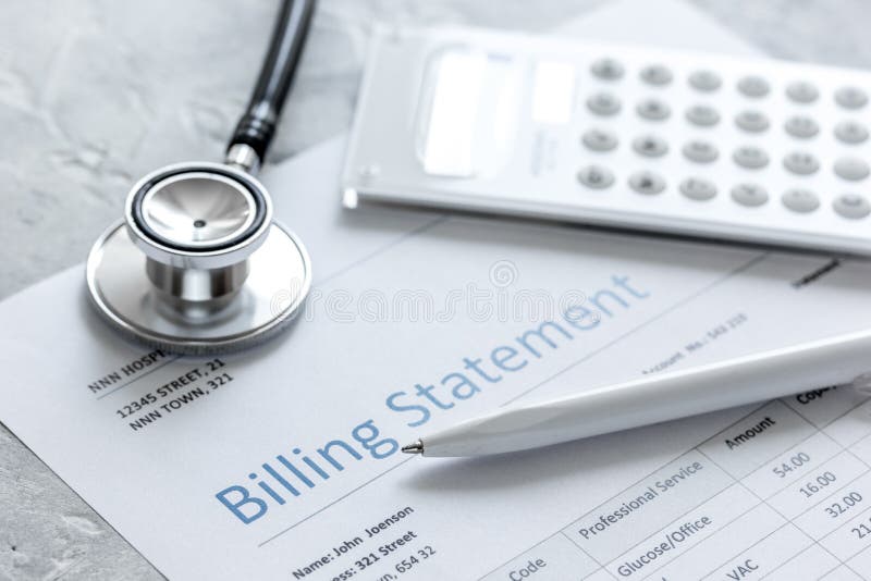 Health Care Billing Statement with Doctor`s Stethoscope on Stone ...