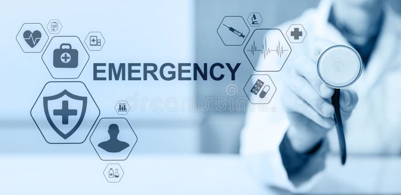Health Care Emergency Concept on Screen. Medical Doctor Using Computer ...