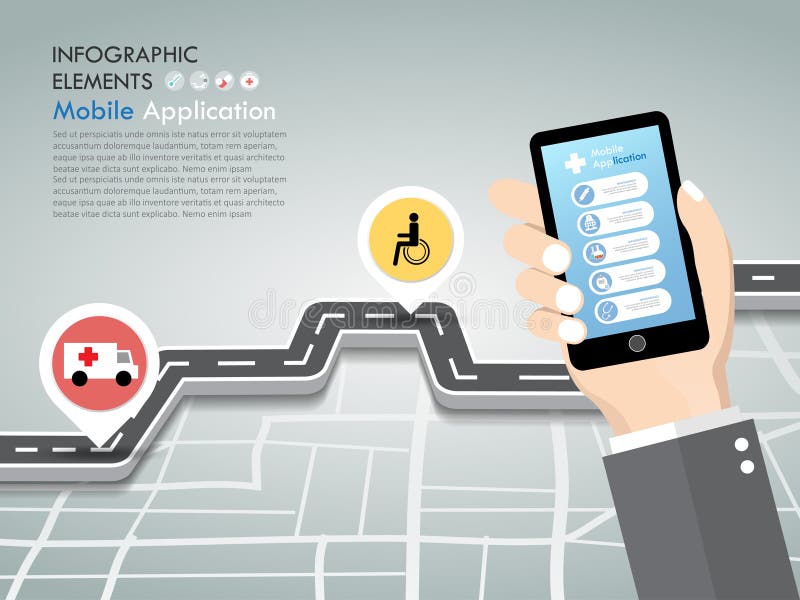 Health Care Mobile Application Services Concept, Infographic Template ...