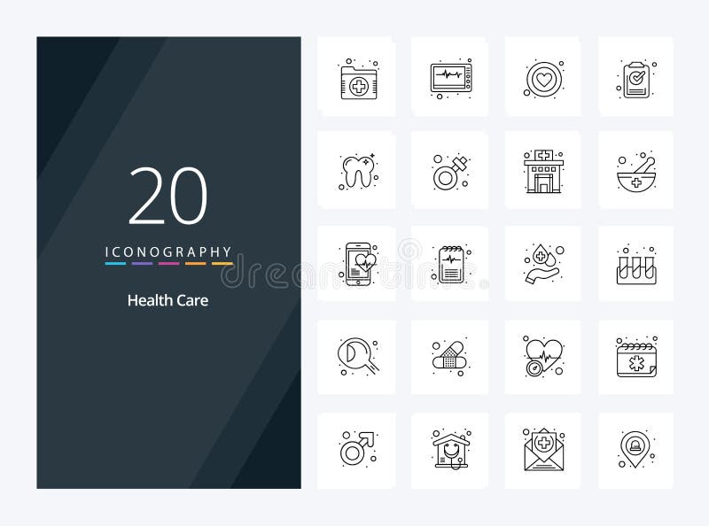 20 Health Care Outline Icon for Presentation Stock Vector ...