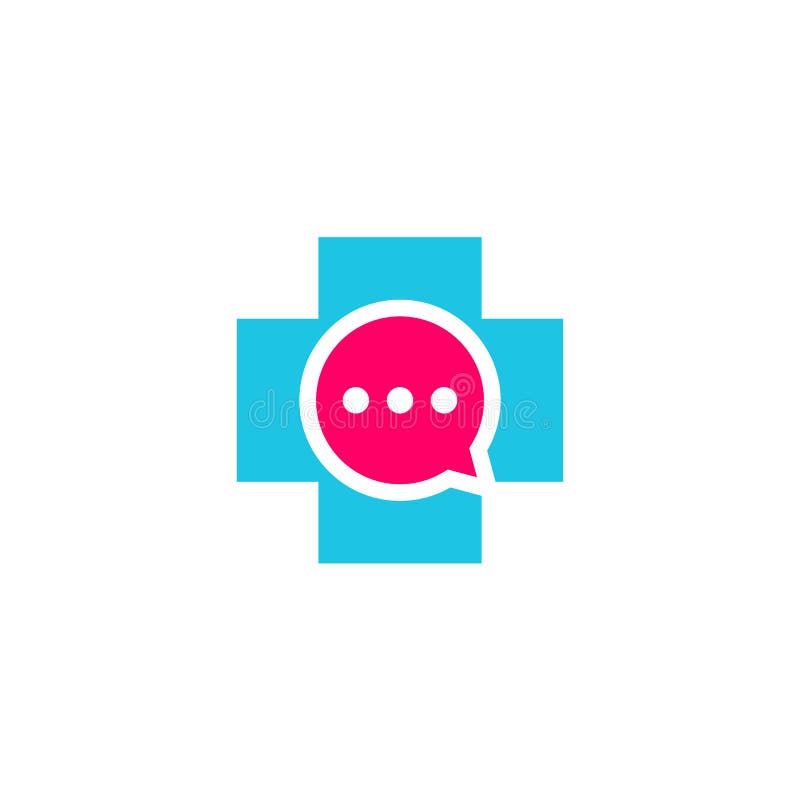 Health Chat Logo Design Template. Chat Plus Logo Concept Vector Stock ...