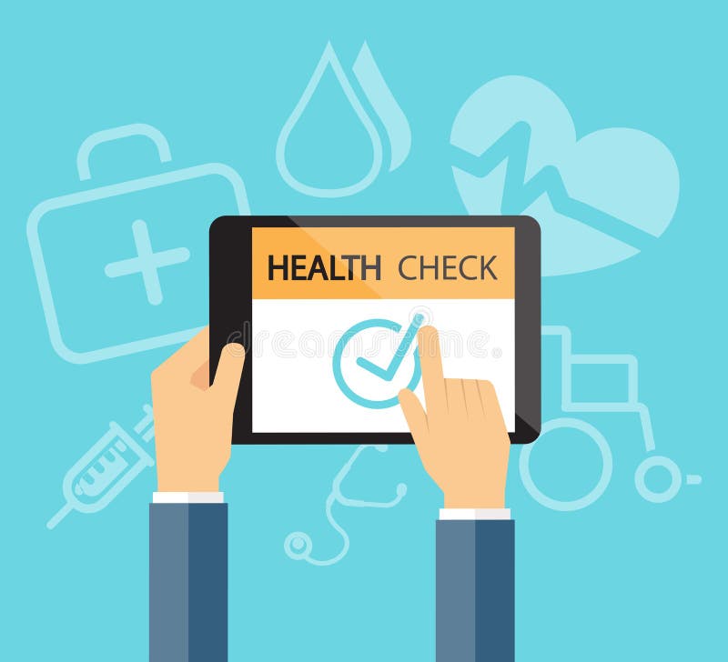Health Check Online in Tablet Device Stock Vector - Illustration of ...