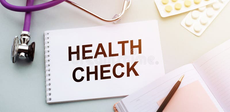 Health Check Text Write on Medical Notepad with Stethoscope, Tablets ...