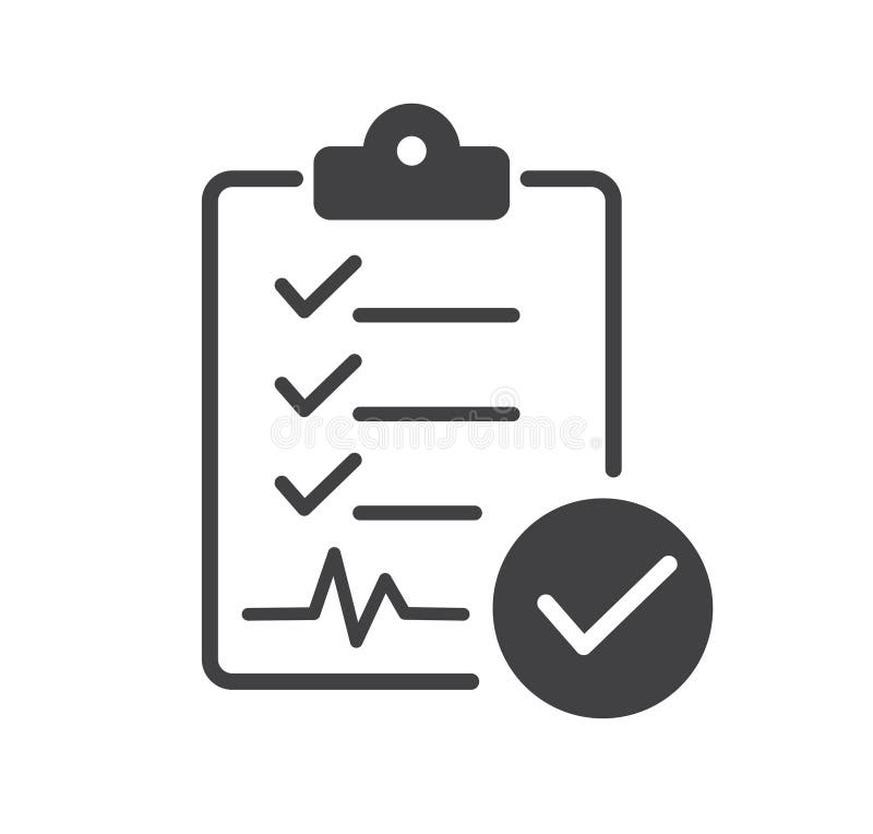 Health Check Up Icon on White Background. Clipboard of Health Checklist ...