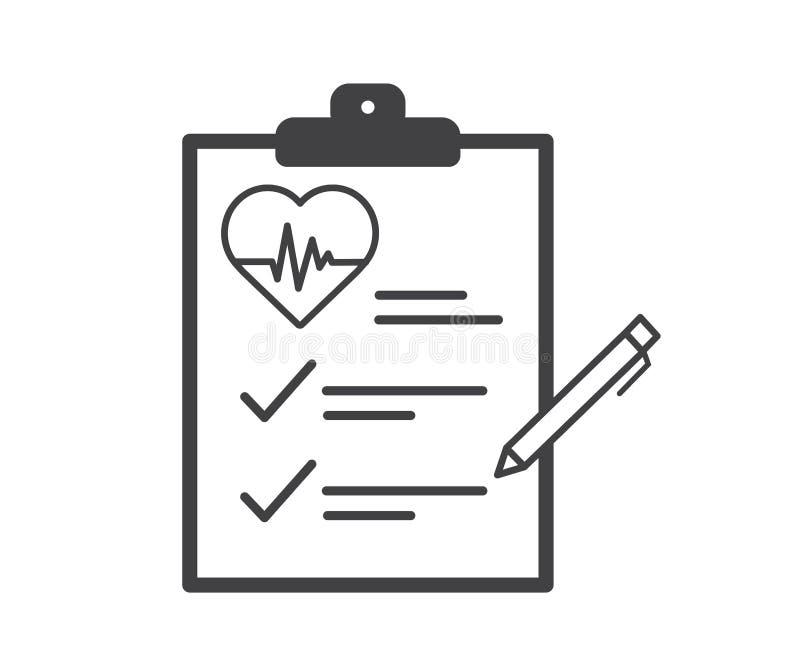 Health Check Up Icon on White Background. Clipboard of Health Checklist ...