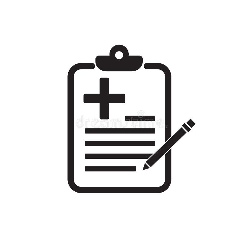 Health Check Up Icon on White Background. Clipboard of Health Checklist ...
