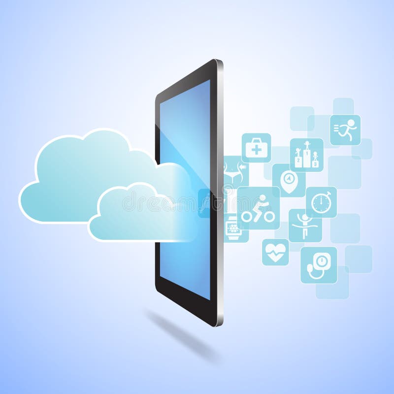 Health and Cloud Computing Concept Stock Vector - Illustration of heart ...