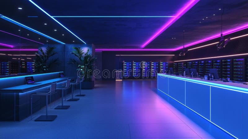 Health Data Center with Robust Security and Bright Blue Lighting Stock ...